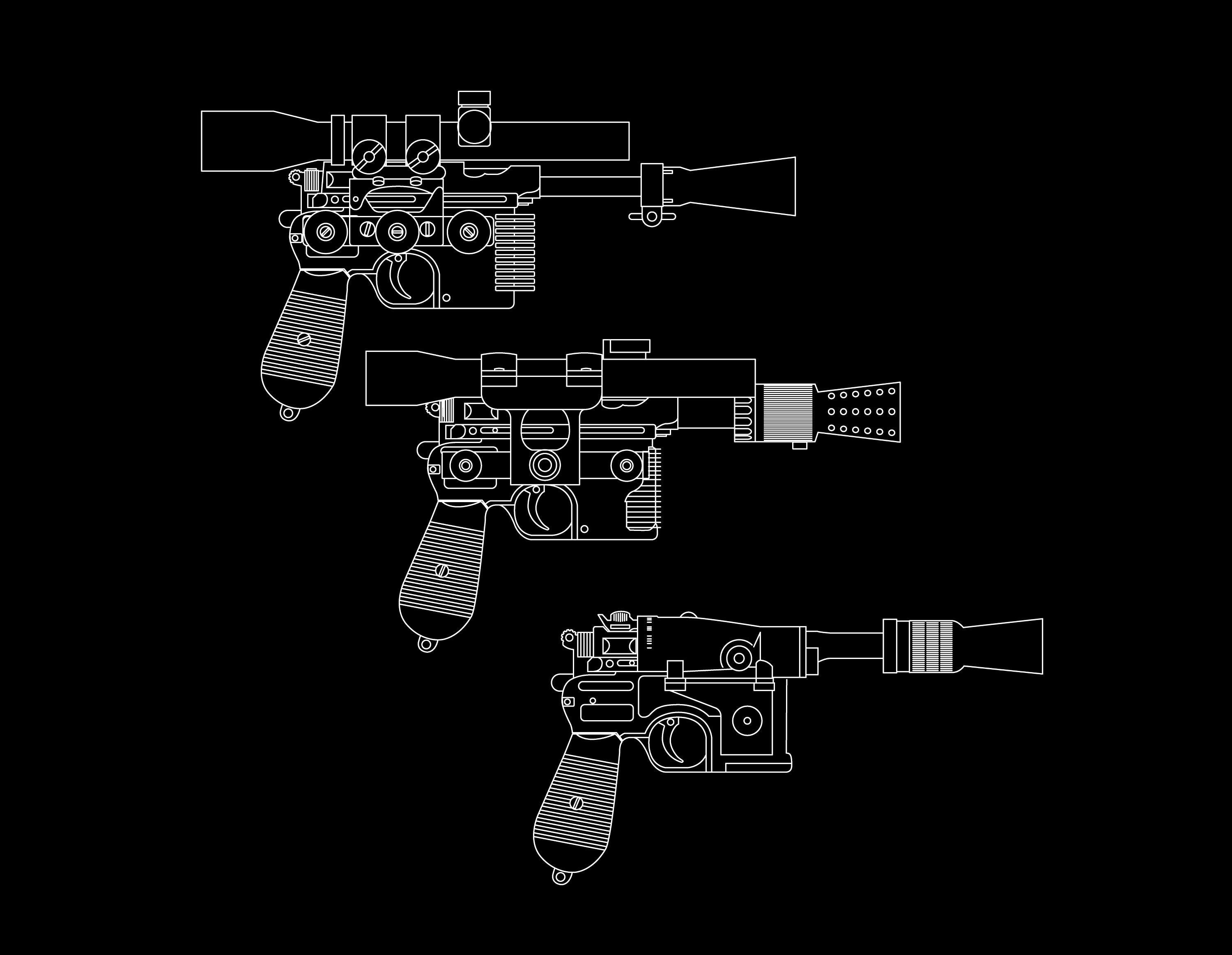 Highly detailed Han Solo Blaster Blueprint vector with | Etsy