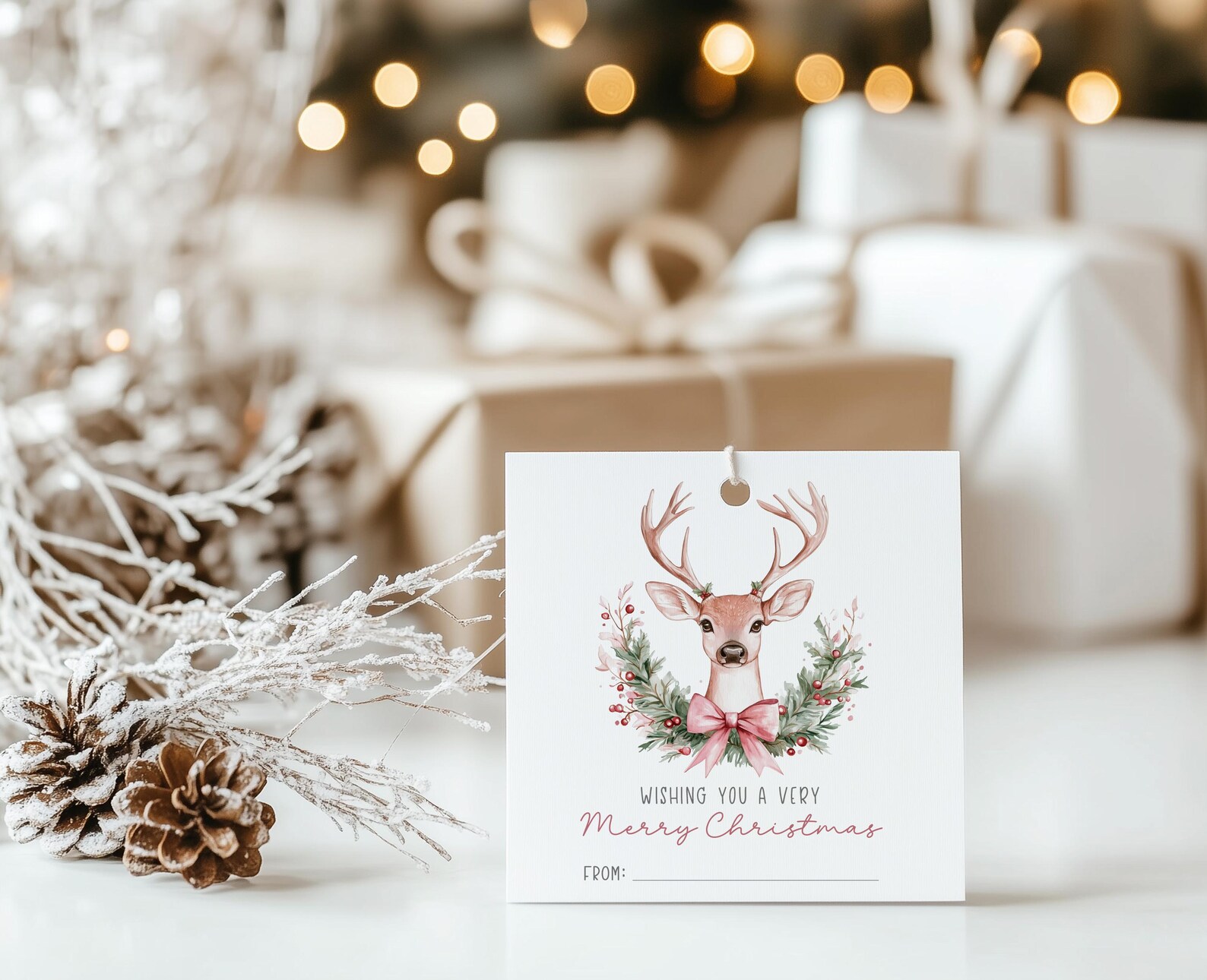 Printable Christmas Tag, Reindeer Christmas Gift Tag, Christmas Label ...
