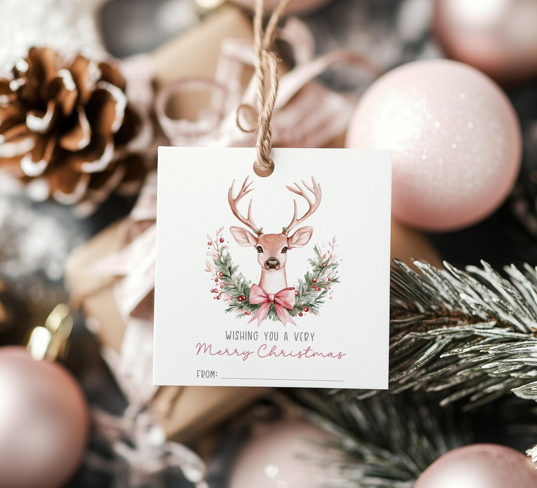 Printable Christmas Tag, Reindeer Christmas Gift Tag, Christmas Label ...