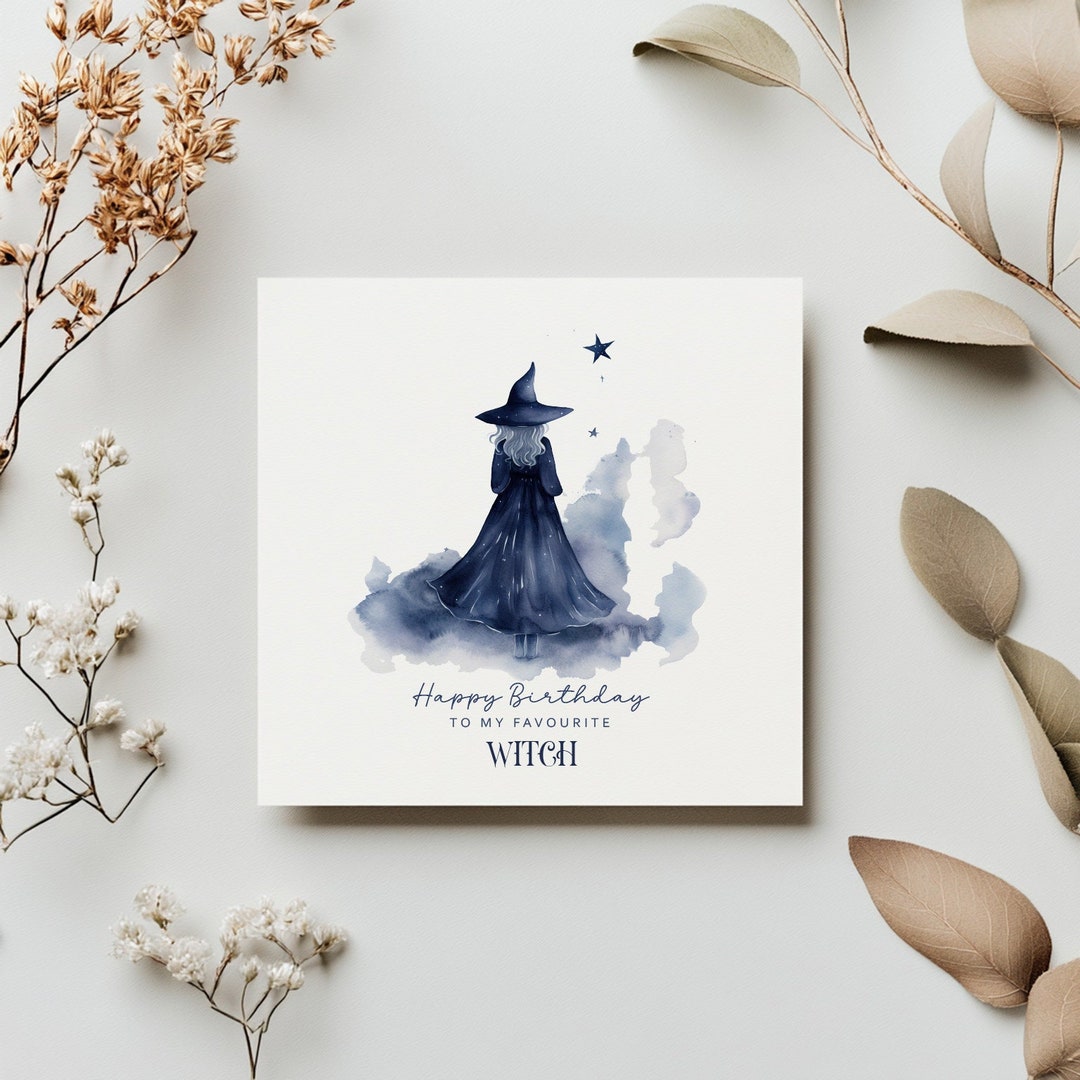 Witchy Birthday Card. Witch Birthday Card, Watercolour Witch Card - Etsy UK
