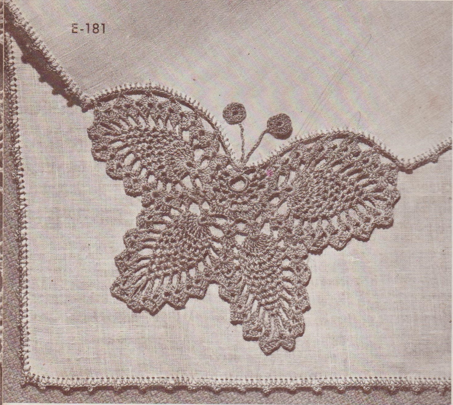 Butterfly crochet handkerchief pattern edging border | Etsy