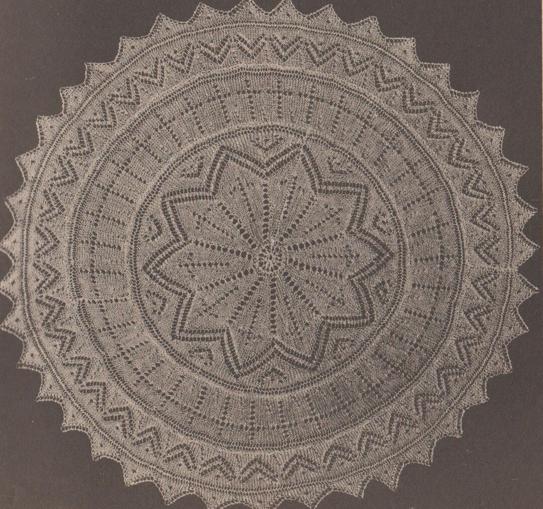 Knitted Circle Doily Vintage Pattern Download Heart and Cross - Etsy