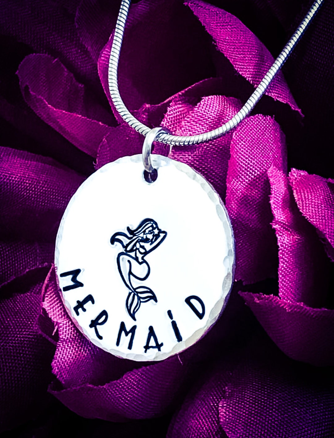 Mermaid Hand Stamped Necklace. Mermaid Necklace, Mermaid Gift, Mermaid ...