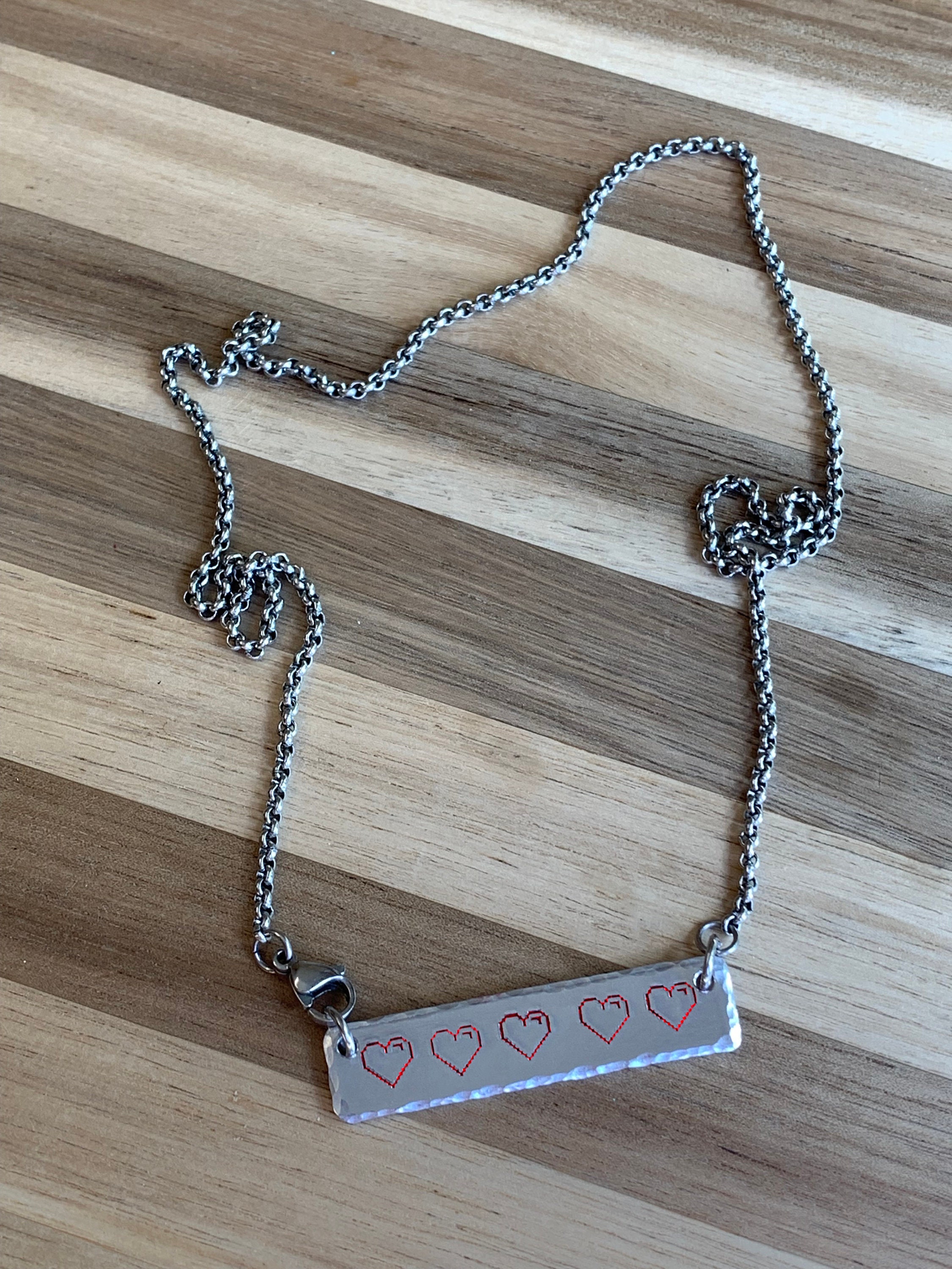 Heart Meter Hand Stamped Necklace. Life Meter Pixel Heart - Etsy UK