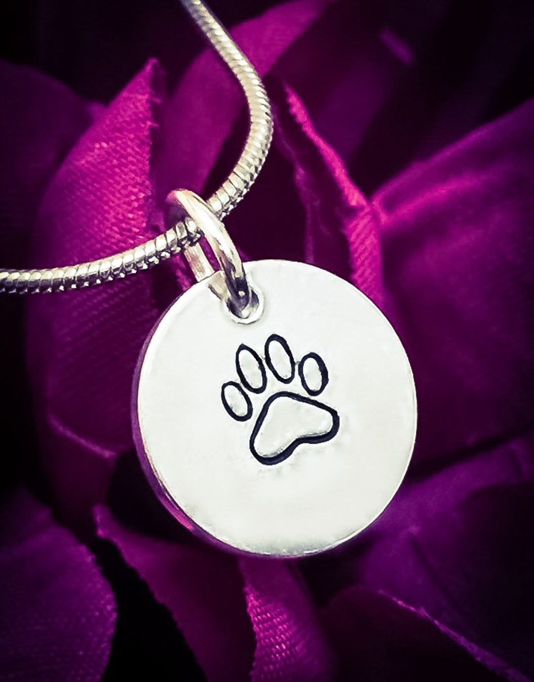 Paw Print Hand Stamped Necklace. Paw Print Necklace, Pet Necklace, Dog ...