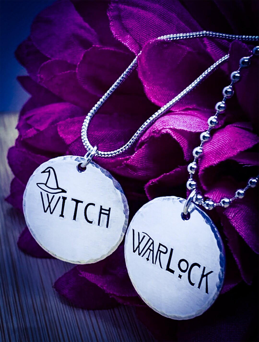 Witch & Warlock Hand Stamped Necklace Set. Warlock Jewellery, Witch ...