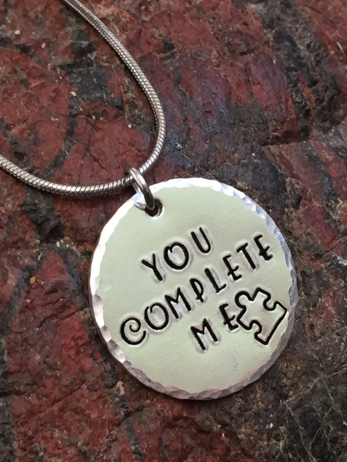 You Complete Me Hand Stamped Necklace. Love Necklace You | Etsy
