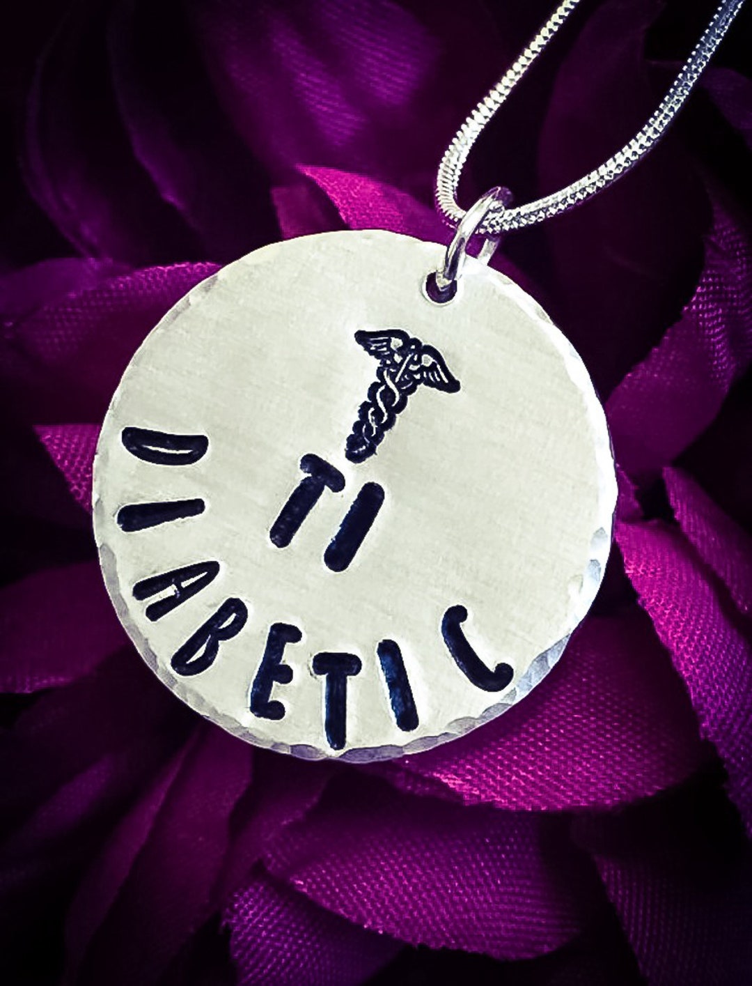 Type 1 Diabetic Medical ID Hand Stamped Necklace. Alert Necklace ...