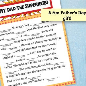 Printable Father's Day Activity, Mad Libs Games, Instant Download - Etsy