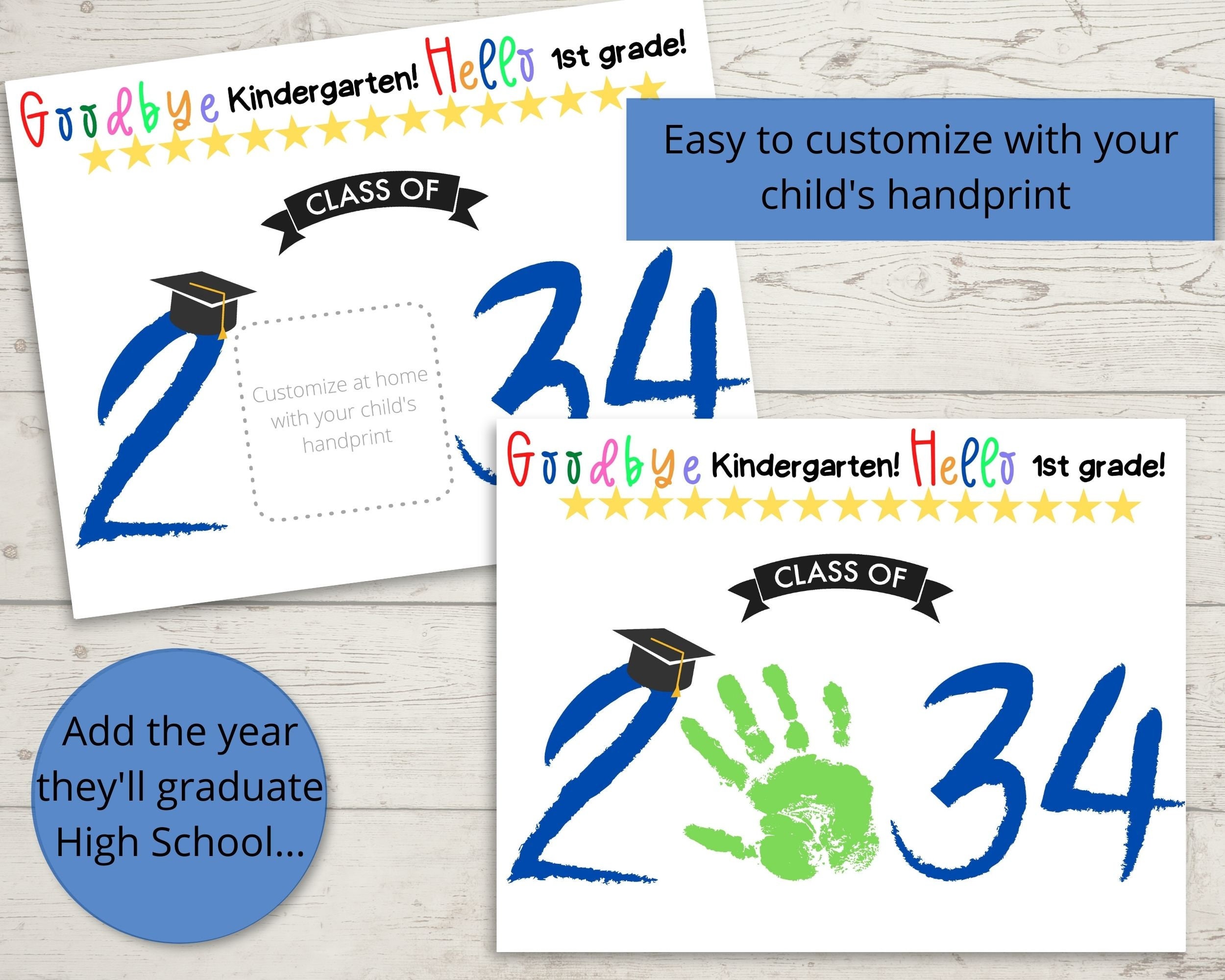 Printable Kindergarten Graduation Bundle, Handprint Keepsake, Printable ...