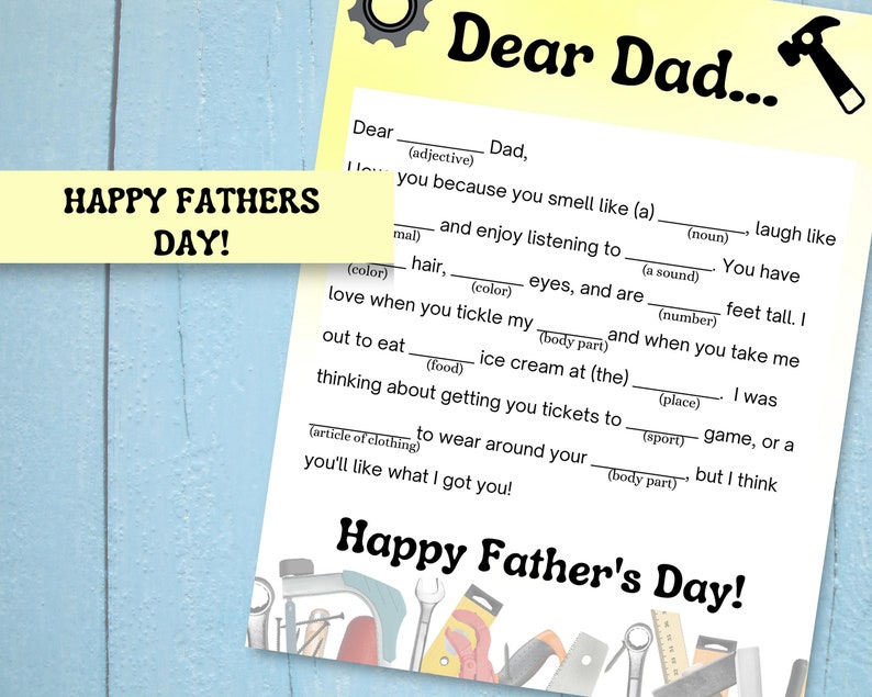 Printable Father's Day Activity, Mad Libs Games, Instant Download - Etsy