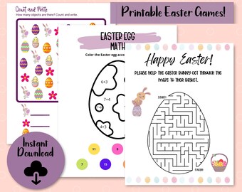 Printable Easter Game, Connect the Dots for Kids, Easter Activity Sheet ...