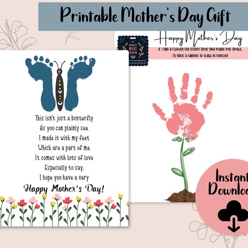 Mother's Day Flower Handprint Crafts Printable Handprint - Etsy