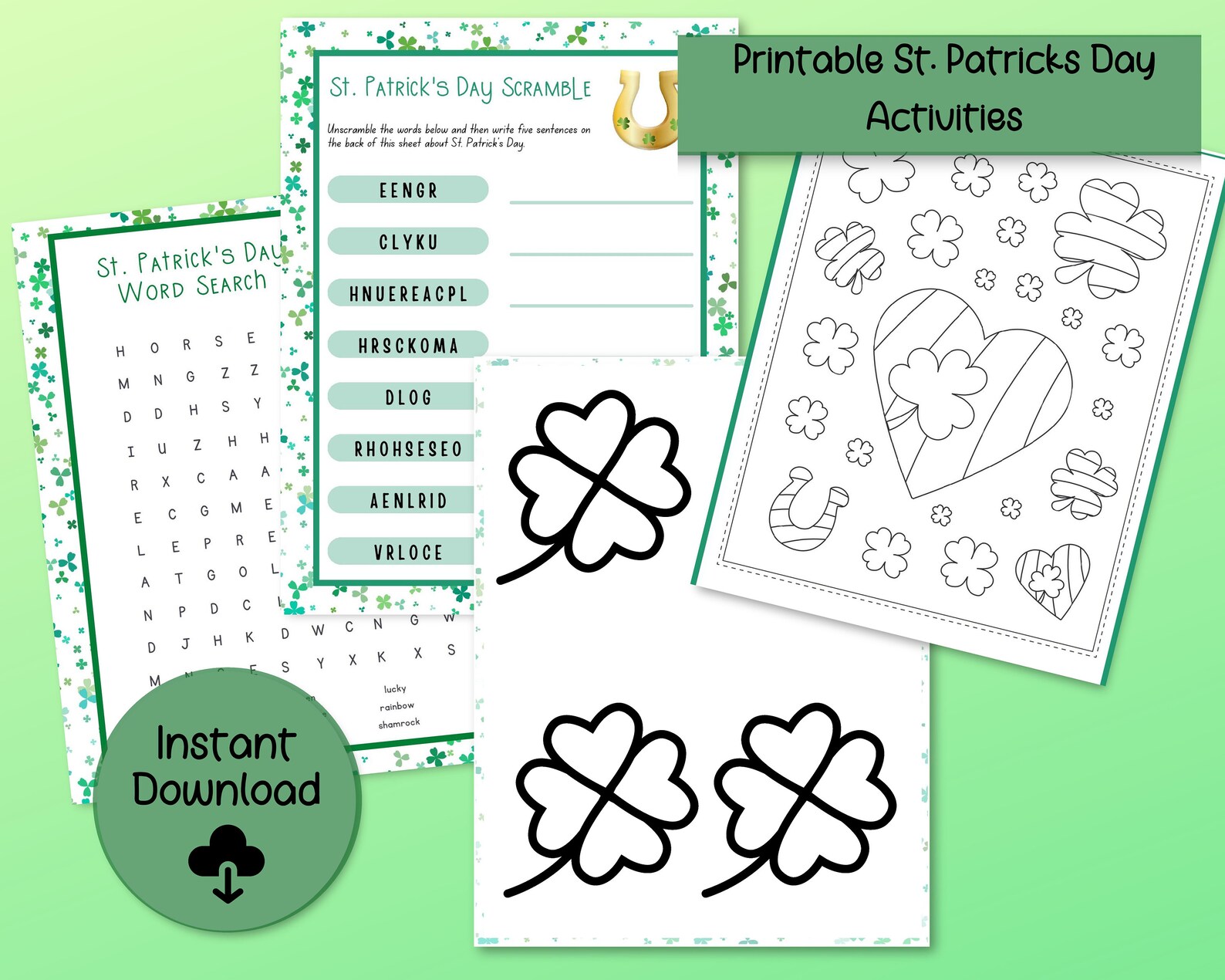 Printable St. Patricks Day Activities & Games - Etsy