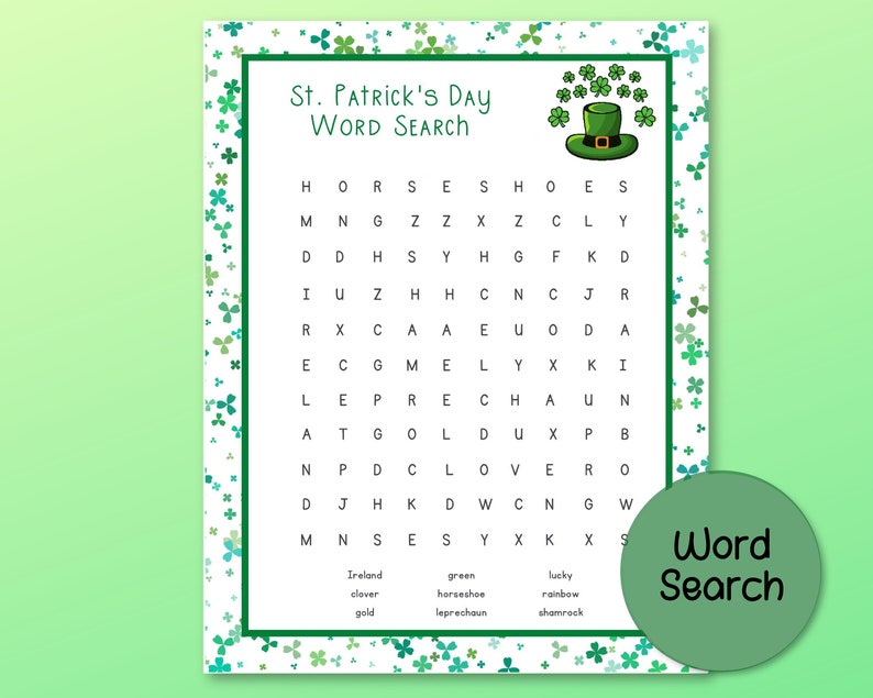 Printable St. Patricks Day Activities & Games - Etsy