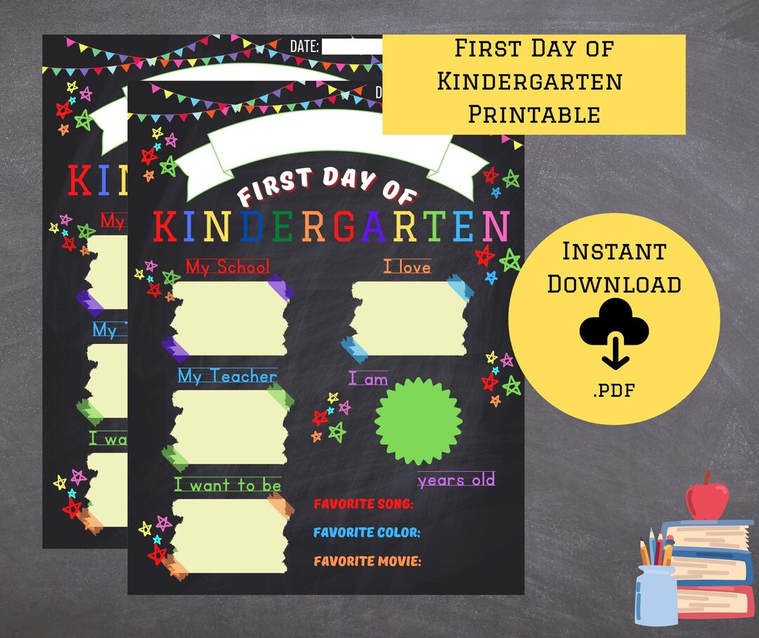 First Day of Kindergarten, All About Me, First Day of School Sign ...