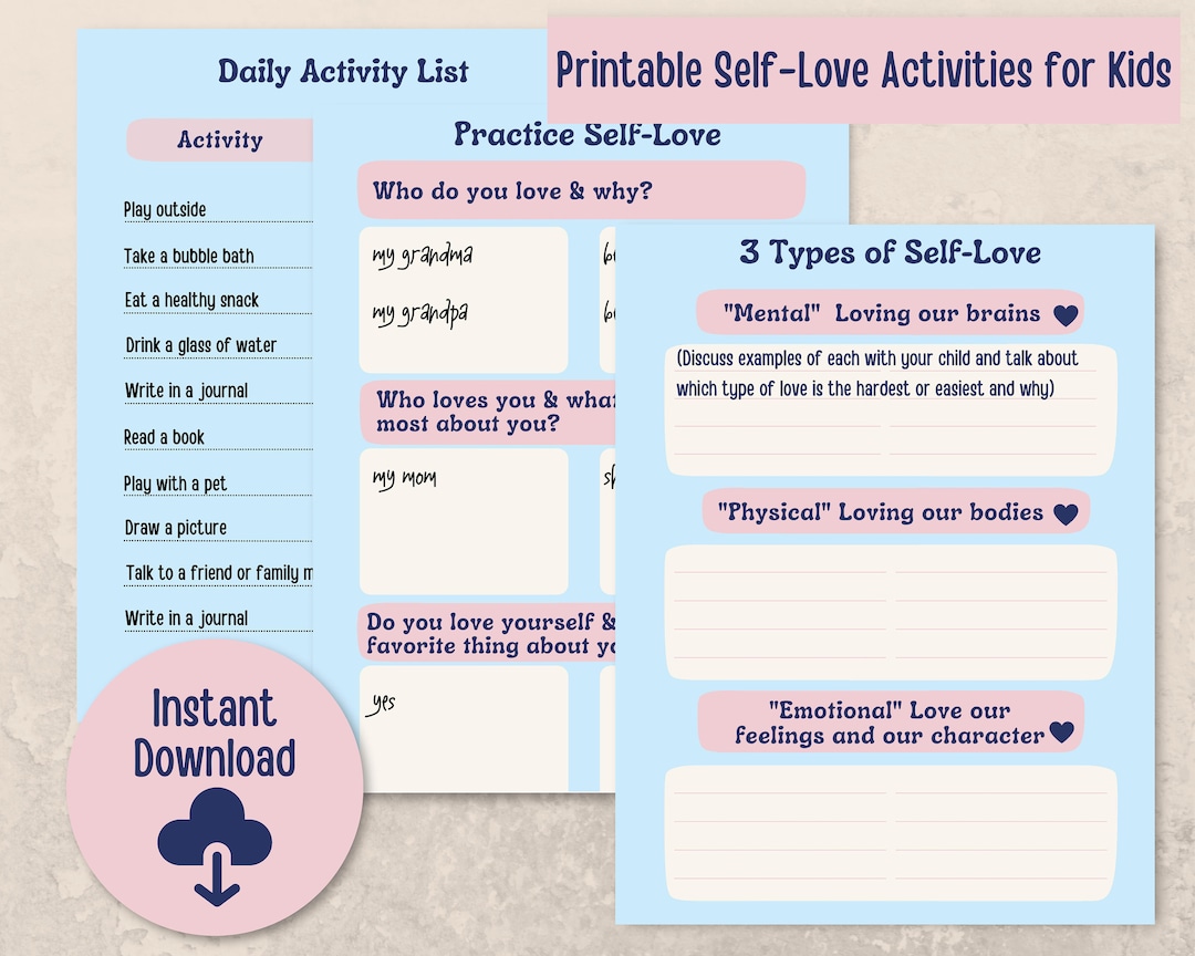 Printable Self-love Activities for Kids - Etsy