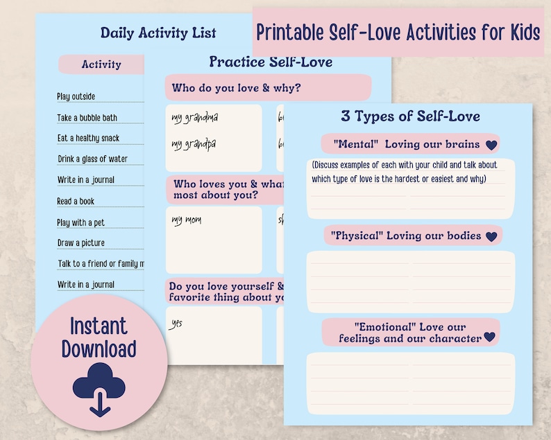 Printable Self-love Activities for Kids - Etsy