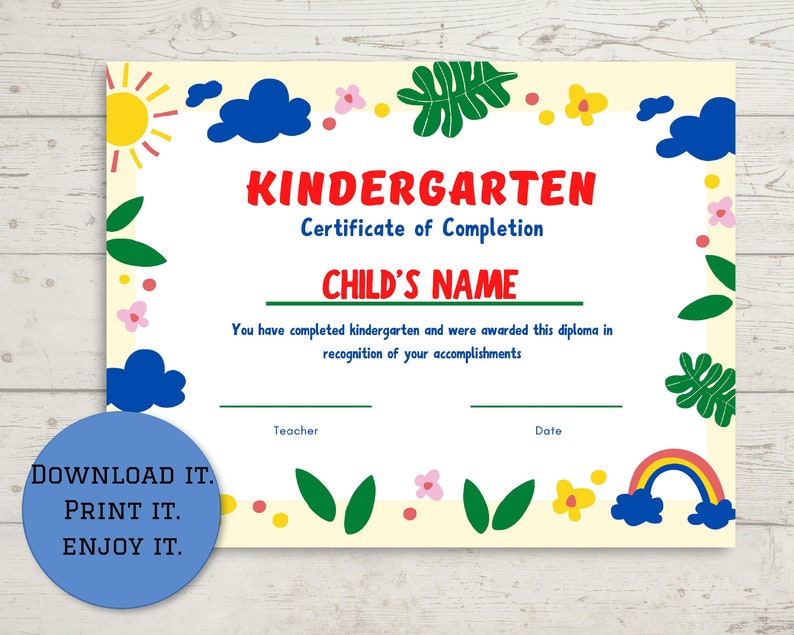 Printable Kindergarten Graduation Bundle, Handprint Keepsake, Printable ...