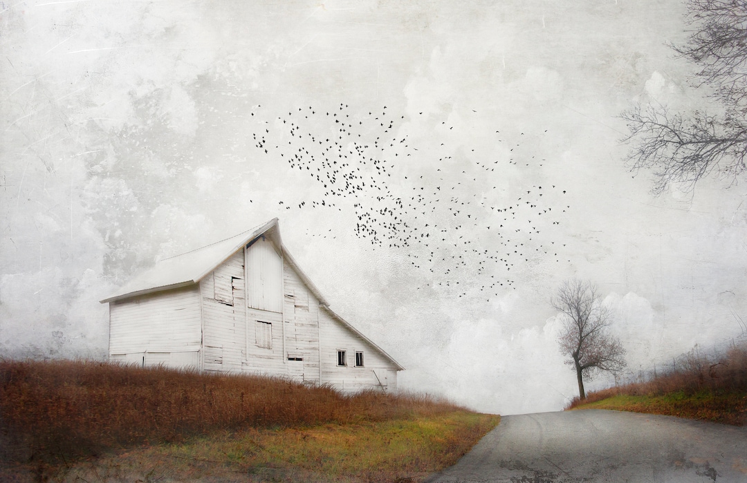 A Midwestern Barn With a Country Road, Painterly Photography Print ...