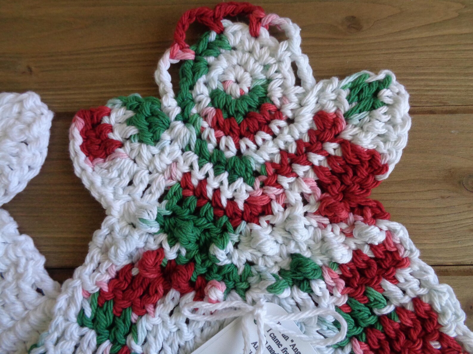 Set of Two, Crocheted Cotton Angel Dishcloths/washcloths, Christmas ...