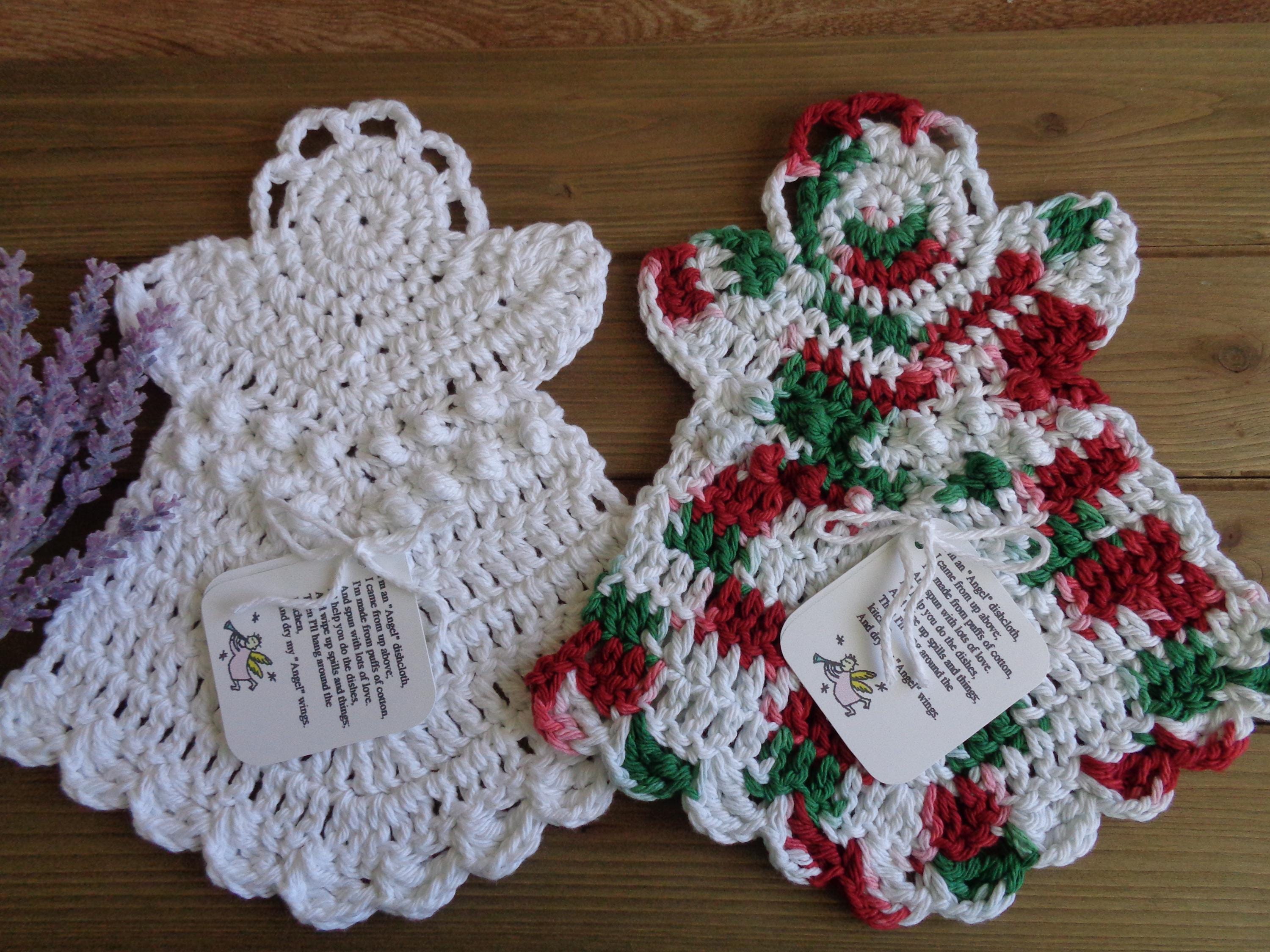 Set of Two, Crocheted Cotton Angel Dishcloths/washcloths, Christmas ...