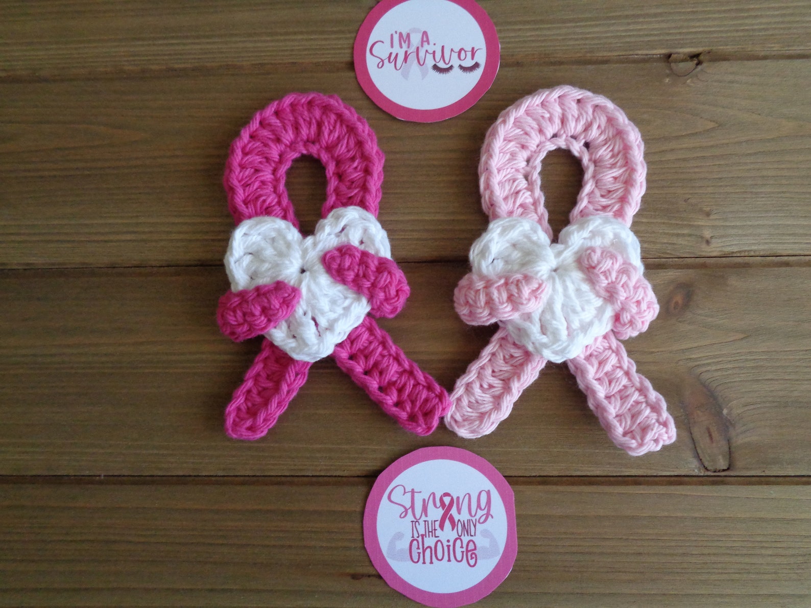 Breast Cancer Awareness Pink Ribbon Magnets, Hand Crocheted, Cancer ...