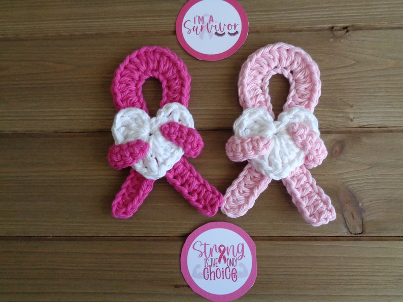 Breast Cancer Awareness Pink Ribbon Magnets, Hand Crocheted, Cancer ...