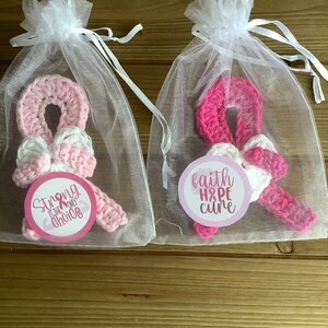 Breast Cancer Awareness Pink Ribbon Magnets, Hand Crocheted, Cancer ...