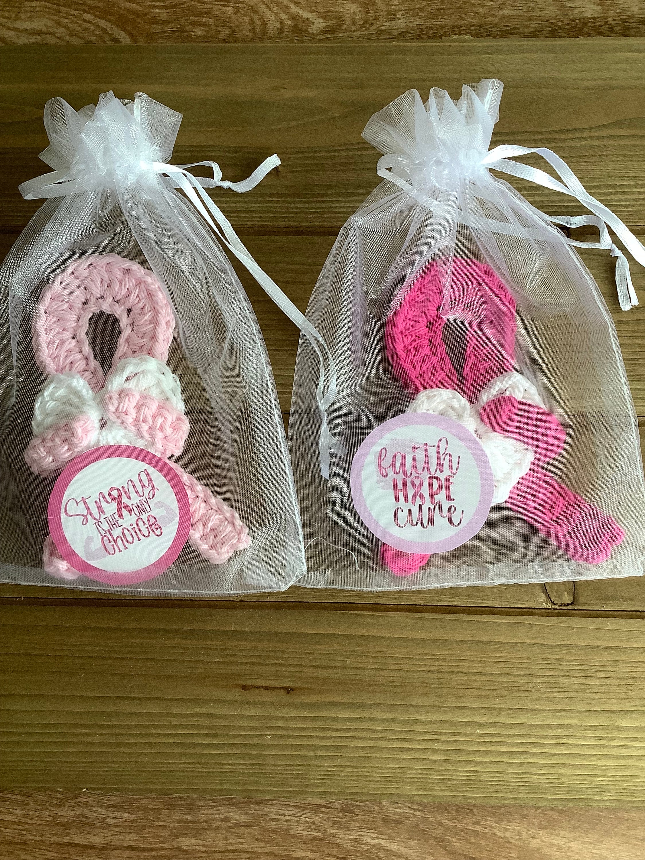 Breast Cancer Awareness Pink Ribbon Magnets, Hand Crocheted, Cancer ...
