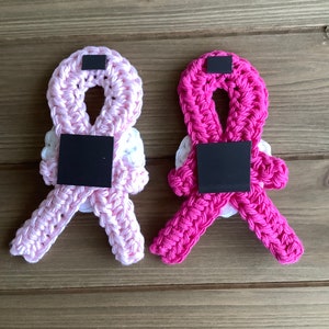 Breast Cancer Awareness Pink Ribbon Magnets, Hand Crocheted, Cancer ...