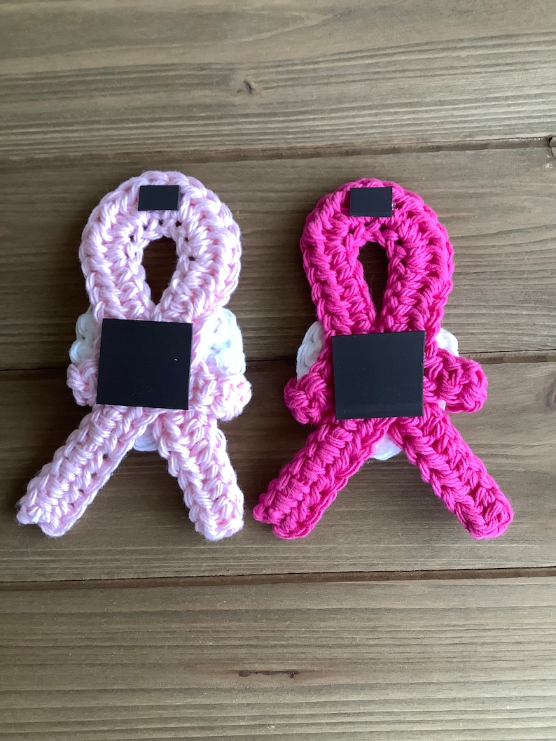 Breast Cancer Awareness Pink Ribbon Magnets, Hand Crocheted, Cancer ...