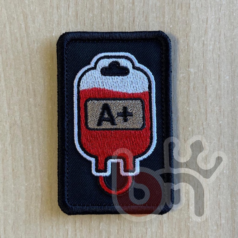 Blood Type Tactical Patch – Blood Bag - Embroidered Military Velcro ...