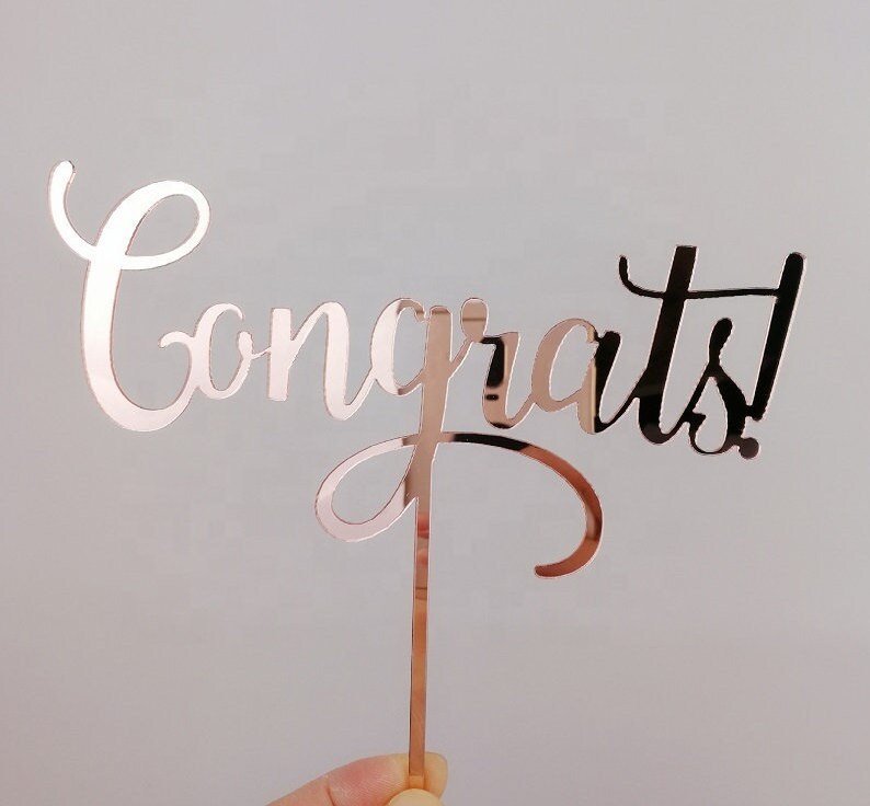 Acrylic Congrats Gold, Rose Gold, Silver Cake Topper | Party Decor ...