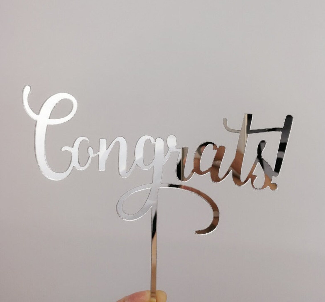 Acrylic Congrats Gold, Rose Gold, Silver Cake Topper | Party Decor ...