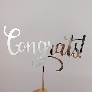 Acrylic Congrats Gold, Rose Gold, Silver Cake Topper | Party Decor ...