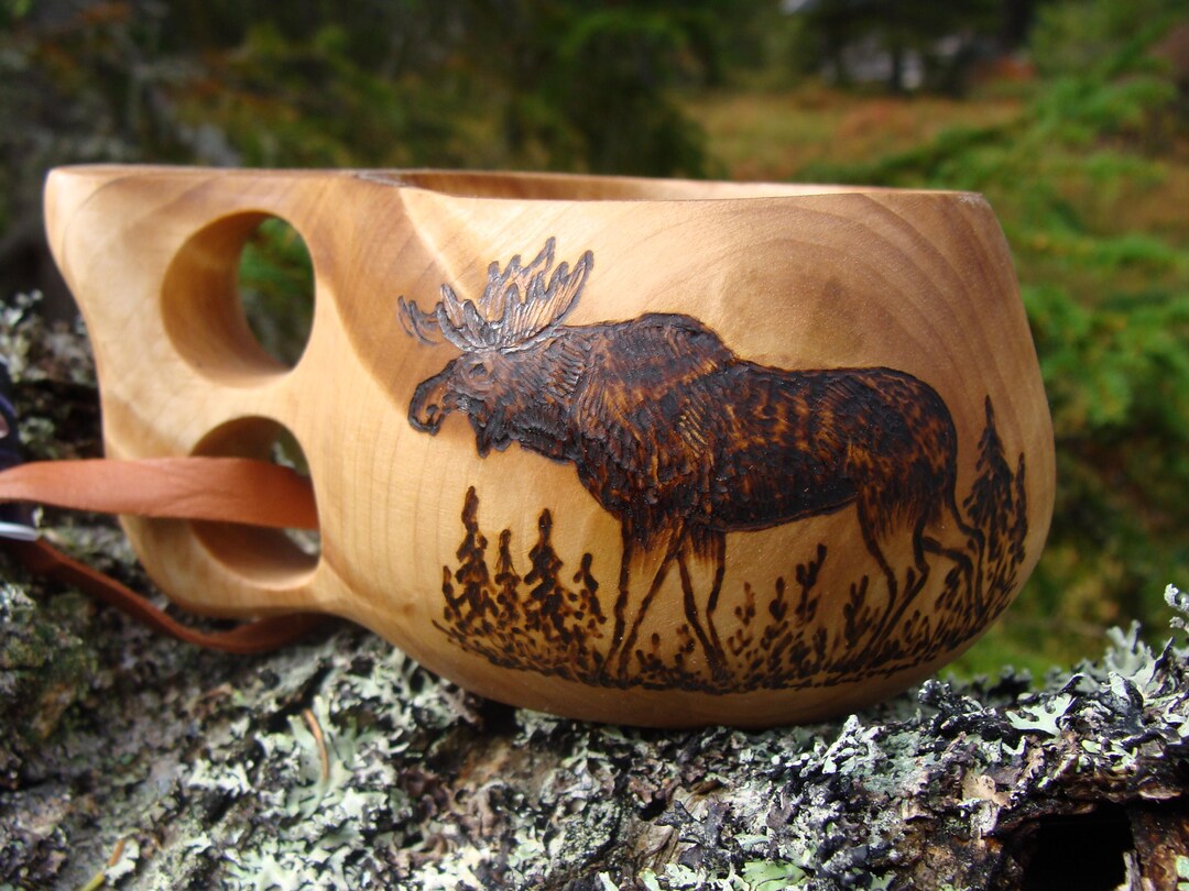 Kuksa With Animal Picture "moose" From Lapland 120 Ml/4 Oz - Etsy
