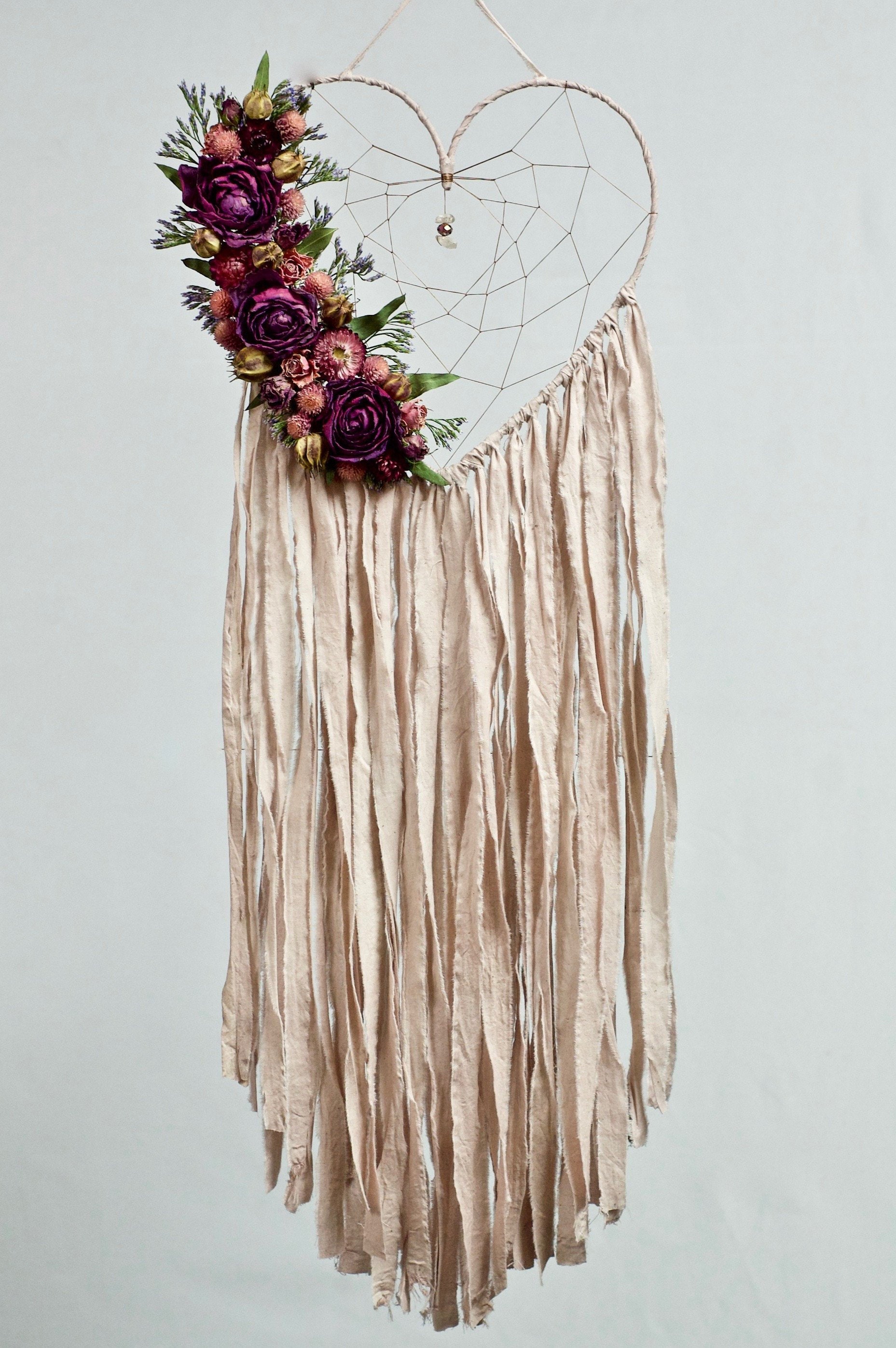 Heart Dream Catcher Boho Dreamcatcher Floral Dream Catcher | Etsy