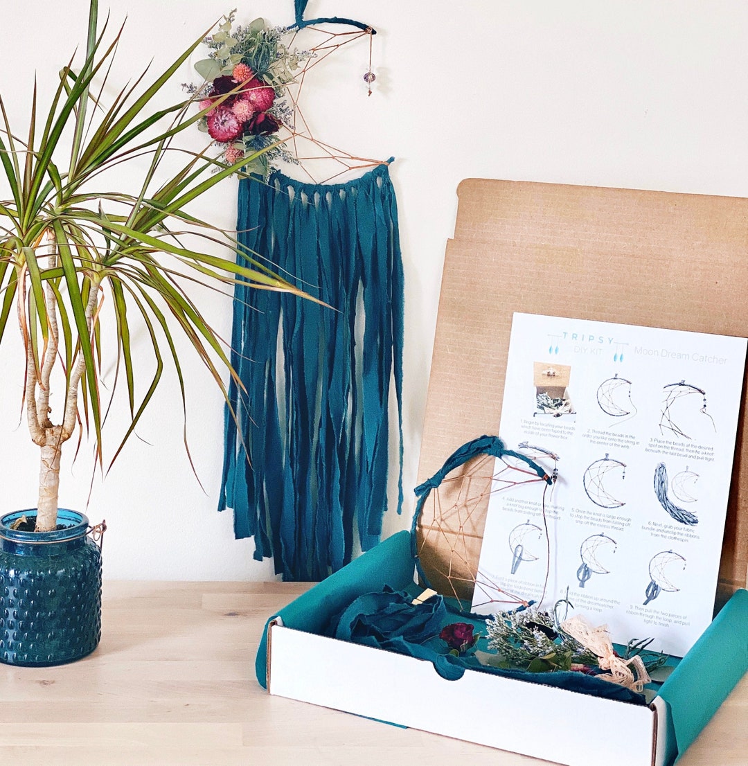 DIY Moon Dream Catcher Kit Make Your Own Dreamcatcher Deep Teal - Etsy