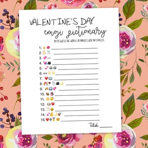 Valentine's Day Emoji Pictionary Game INSTANT DOWNLOAD | Etsy