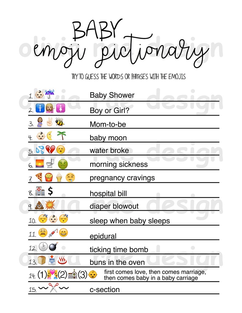 Emoji Pictionary Baby Shower Game Black And White INSTANT Etsy Emoji Pictionary Baby Shower Game Black And White INSTANT Etsy