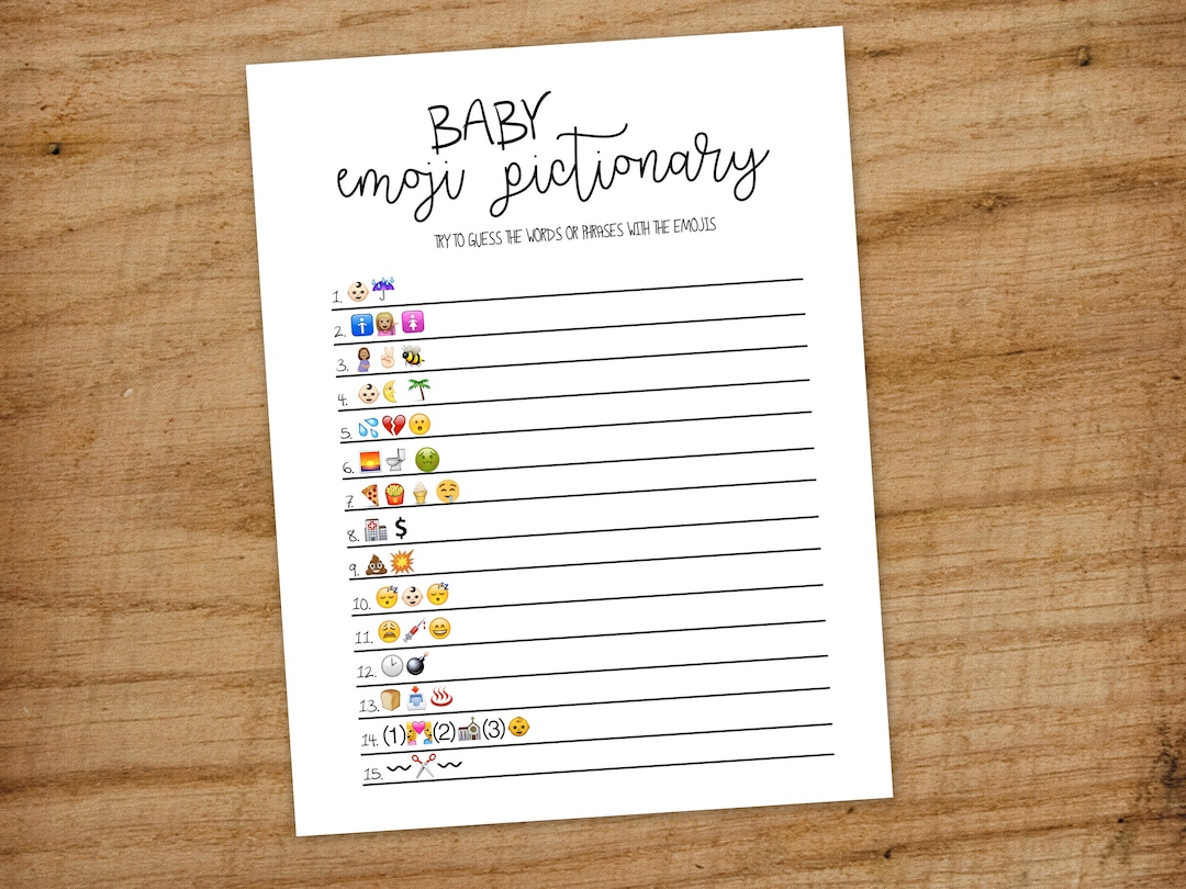 Emoji Pictionary Baby Shower Game, INSTANT DOWNLOAD, Fun, Unique Shower ...