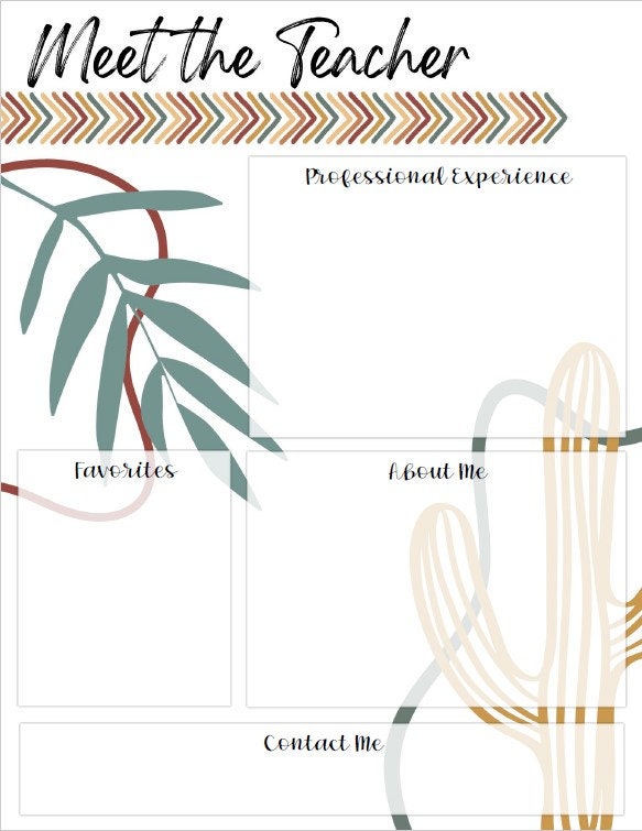 Boho Cactus Meet the Teacher Flyer - Etsy