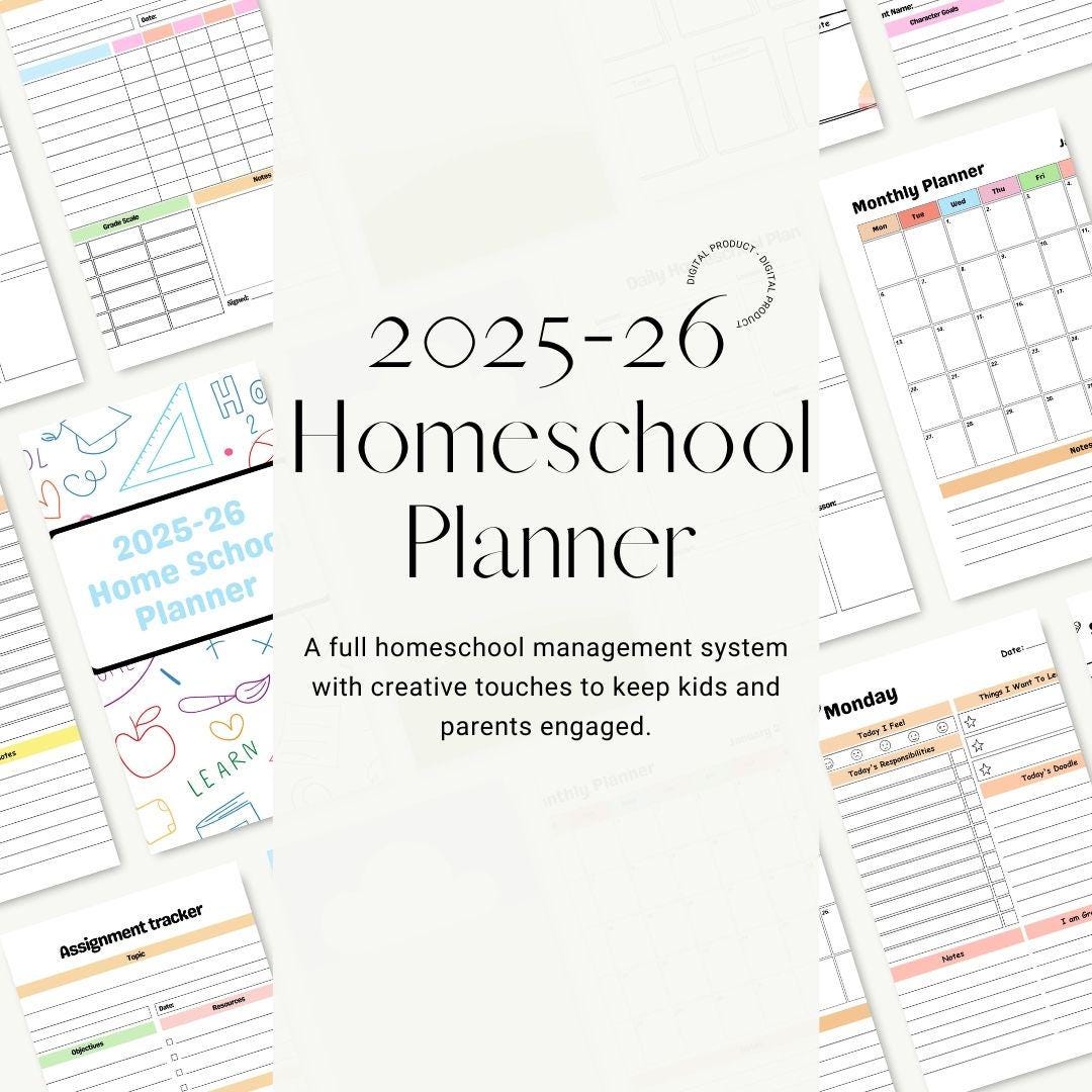 Homeschool Planner 25-26 Edit, Print, Digital 8.5x11 Planner, Daily ...