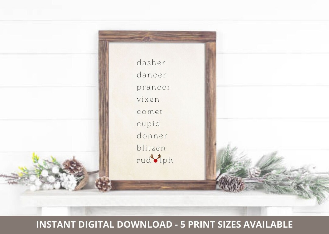 PRINTABLE Reindeer Name Sign Christmas Reindeer Sign Instant Download ...