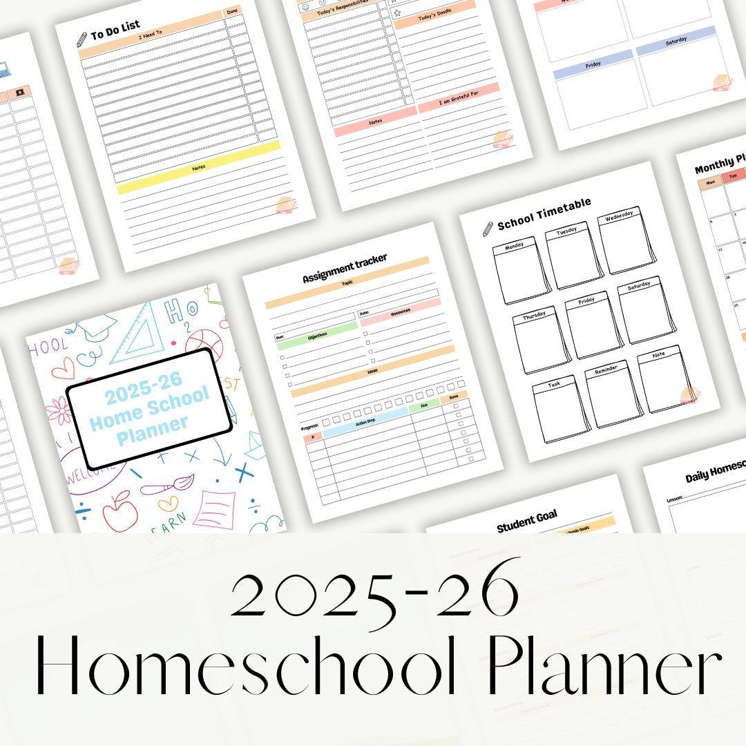 Homeschool Planner 25-26 Edit, Print, Digital 8.5x11 Planner, Daily ...