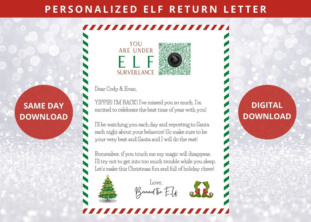Elf Arrival Letter, Elf I'm Back, Elf Welcome Back Letter, Christmas ...