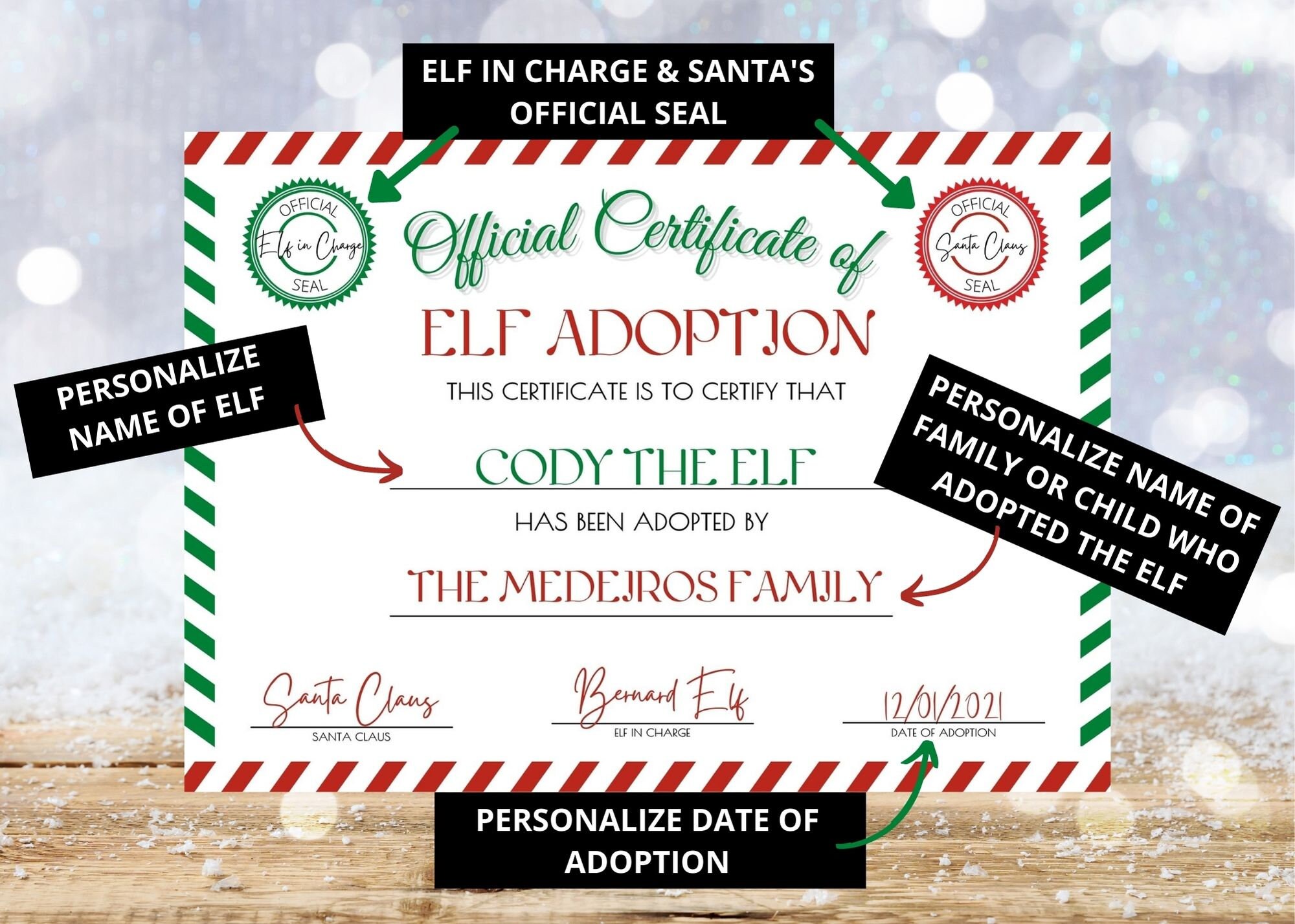 Elf Adoption Official Certificate, Printable Elf Certificate Letter ...
