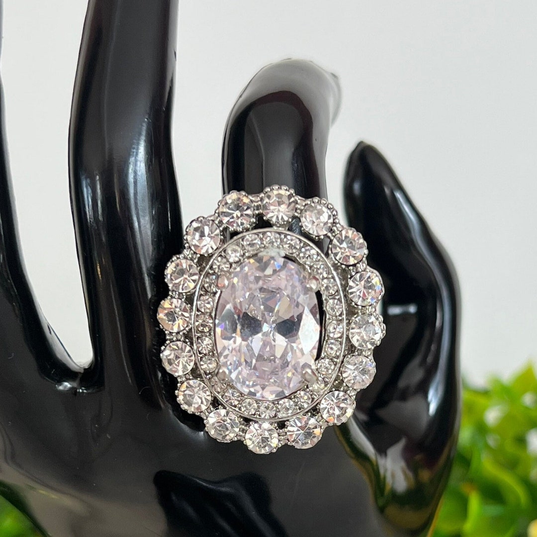 Vintage Large Bold Clear Crystal Rhinestone Stretch Ring Size 8 - Etsy