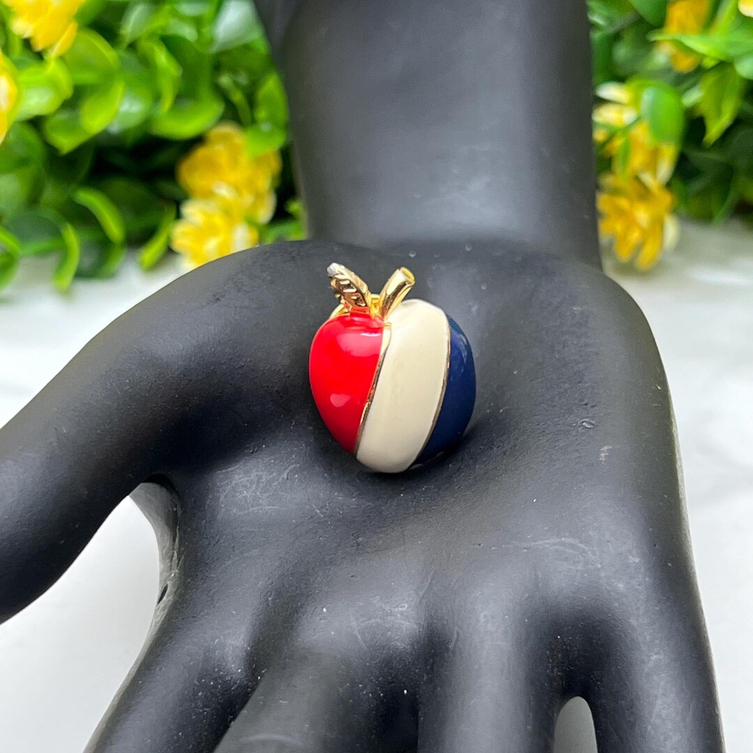 Signed Erwin Pearl Red White Blue Patriotic Apple Tack Pin - Etsy